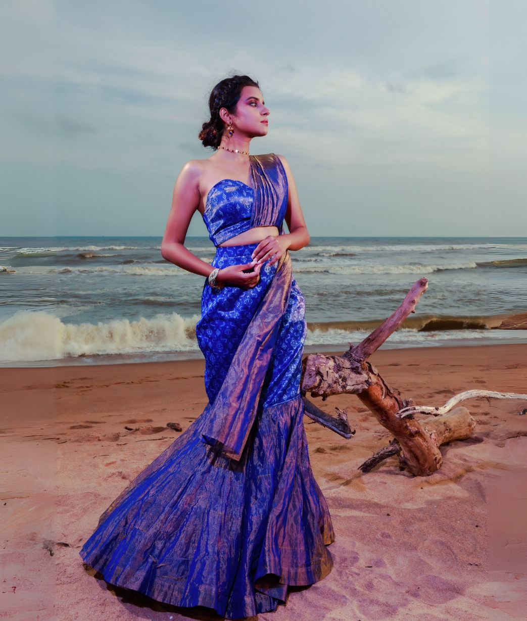 Orchid mermaid style concept saree